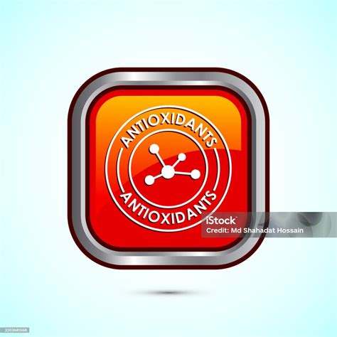 항산화 물질이 풍부 한 아이콘 디자인 그림 항산화 물질이 풍부한 식품 라벨 기호 기호 오렌지 색상 사각형 버튼 디자인 건강한 생활방식에 대한 스톡 벡터 아트 및 기타 이미지