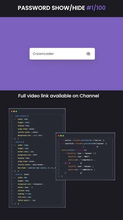 Password Show And Hide Using Html Css And Js Shortvideos Viralshorts Webdesign Websites Youtube