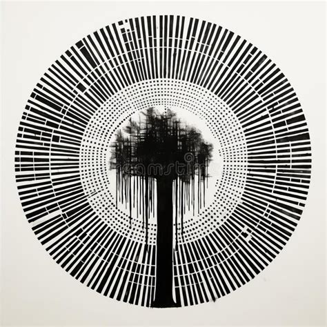 Circular Barcode Image With Vertical Straight Lines On Paper Stock