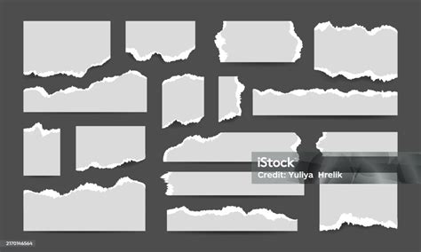 흰색 찢어지거나 찢어진 종이 시트 적 스크랩북 또는 콜라주 가장자리가 들쭉날쭉한 노트북 조각 장식을 위한 넓고 좁은 길고 짧은 정사각형 및 직사각형 요소 0명에 대한 스톡