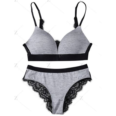 Crossover Lace Panel Bra Set 24