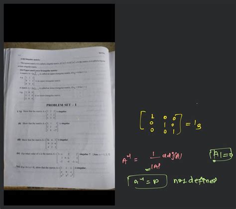 Vii Singular Matrixthe Square Matrix A Is Called A Singular Matrix If Vii Singular Matrixthe Square Matrix A Is Called A Singular Matrix If