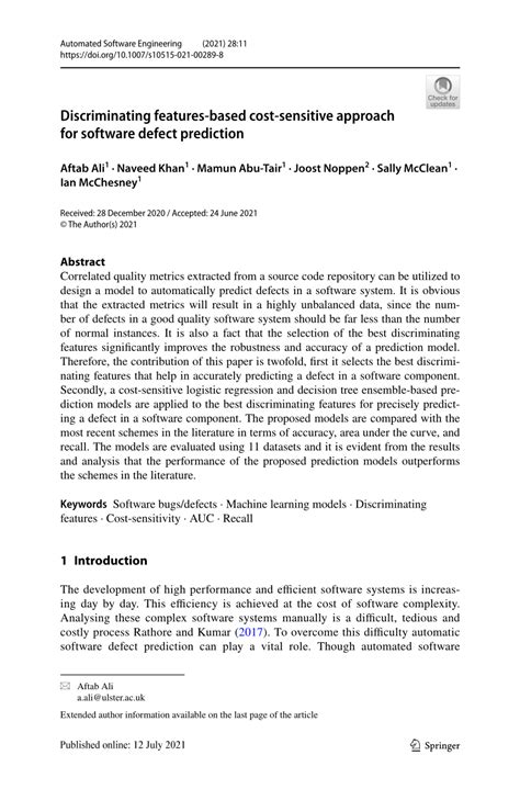 Pdf Discriminating Features Based Cost Sensitive Approach For