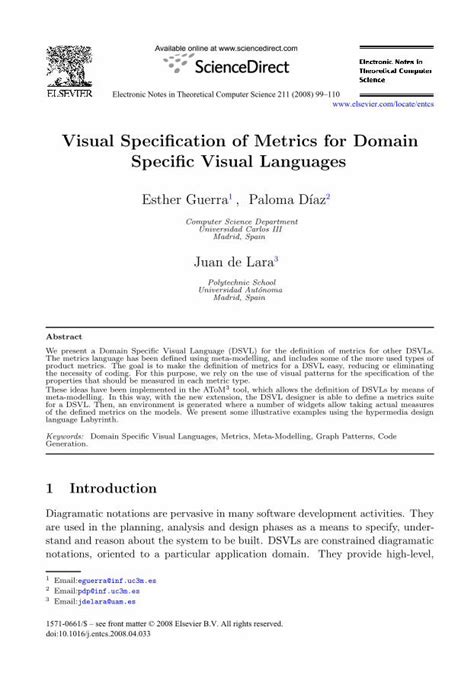 pdf visual specification of metrics for domain specific visual