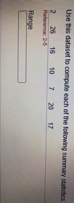 Solved Use This Dataset To Compute Each Of The Following