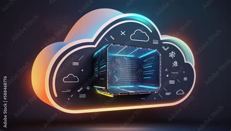 Cloud Backup Storage Technology With A Futuristic Heads Up Display Interface Internet Based