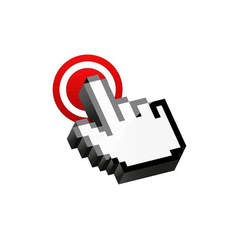 White Hand Cursor For Computer Click On Red Button 50918744 Vector Art