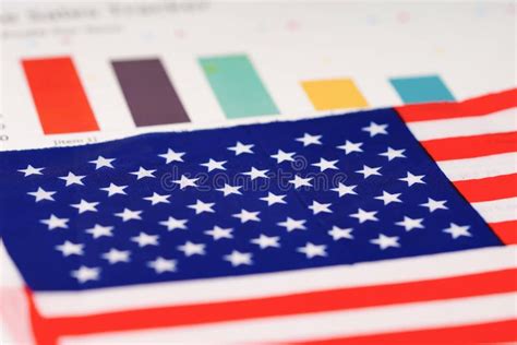 United States Of America Usa Flag On Chart Graph Paper Stock Image