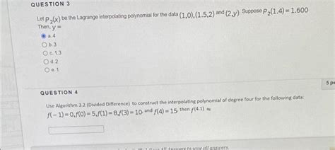 solved let p2 x be the lagrange interpolating polynomial