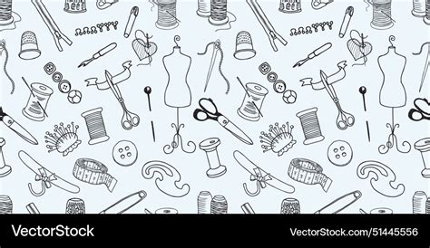 Sewing Tools Set Seamless Pattern Atelierfashion Vector Image
