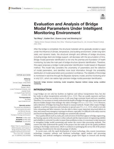 Pdf Evaluation And Analysis Of Bridge Modal Parameters Under