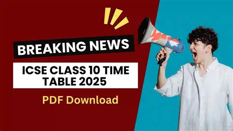 ICSE Class 10 Time Table 2025 PDF Download Here