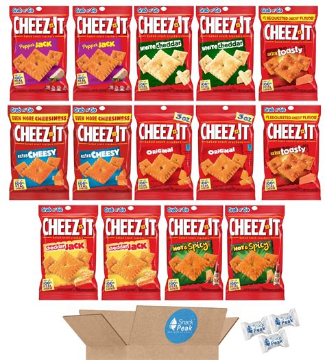 Cheez It Variety Snack Peak T Box 14 3 Oz Bags Original Hot And Spicy Extra Toasty