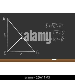 Pythagoras Theorem On Chalkboard Vector Stock Vector Image Art Alamy