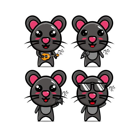 Premium Vector Collection Mouse Sets Holding Musical Instruments