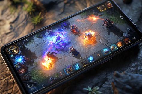 A Multiplayer Mobile Moba Game With A Colorful Team Based Battle Arena Stock Illustration