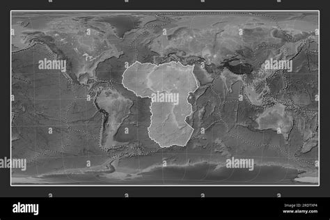 African Tectonic Plate On The Grayscale Elevation Map In The Patterson Cylindrical Oblique