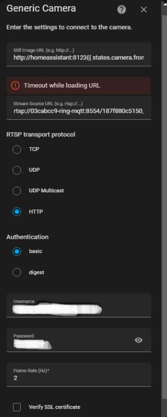 configuring generic camera for live view of ring mqtt configuration