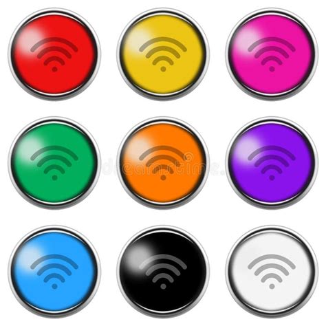 A Wifi Button Icon Set With Clipping Path 3d Illustration Stock Illustration Illustration Of