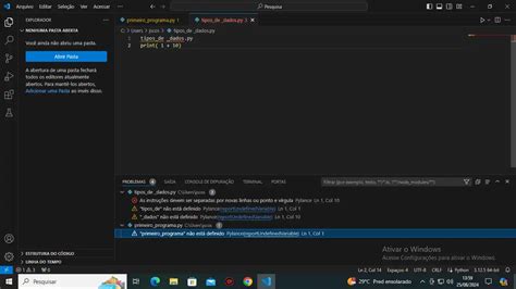 problema no vs code