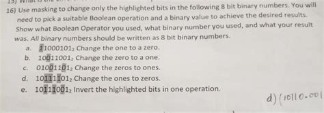 Solved Binary Numbers You Wil Is LT 8 Bit IS WHat 16 Use Chegg Com