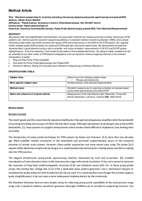Pdf Waveform Sequencing For Scanning Tunneling Microscopy Based Pump