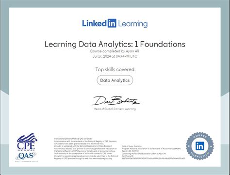 Completed Data Analytics Course On Linkedin Learning Ayan Ali Posted On The Topic Linkedin