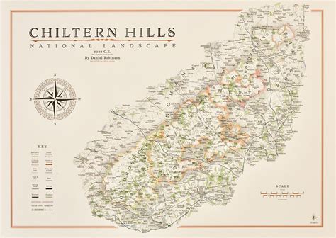Chiltern Hills County Sections Mini Map Print Thecartographicarts