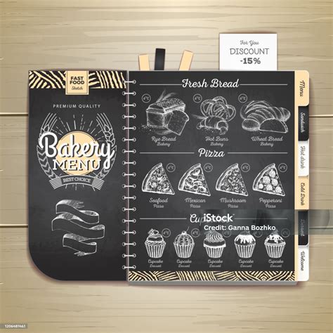 빈티지 베이커리 메뉴 디자인입니다 레스토랑 메뉴 문서 템플릿 오븐에 굽기에 대한 스톡 벡터 아트 및 기타 이미지 오븐에 굽기 고풍스런 곡초류 Istock