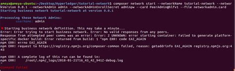 Ibm Blockchain Hyperledger Error When Starting A Business Network