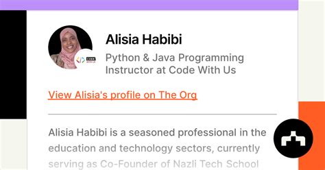 Alisia Habibi Python And Java Programming Instructor At Code With Us