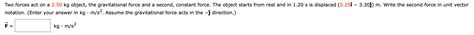 Solved Two Forces Act On A 2 50 Kg Object The Gravitational