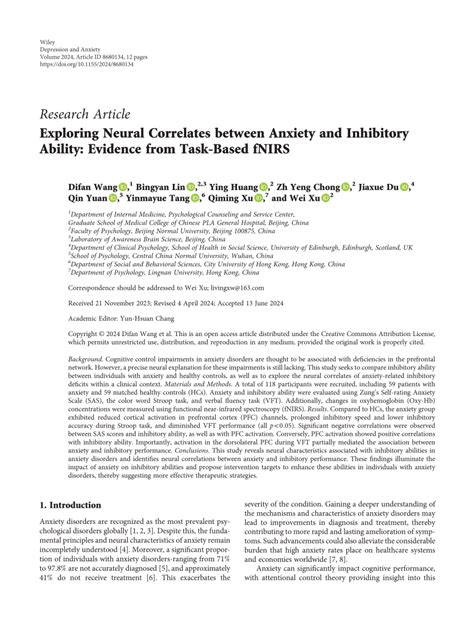 Pdf Exploring Neural Correlates Between Anxiety And Inhibitory