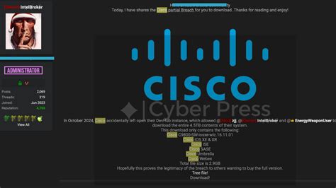 Cisco Data Breach Intel Broker Group Stolen TB Of Data