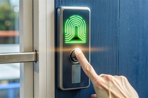 A Digital Illustration Of A Fingerprint Sensor On A Door Lock Premium Ai Generated Image