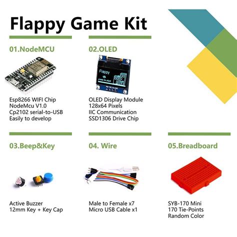 Esp8266 Diy Kit Flappy Game Bird Arduino Diy Kit With Oled 096 Display