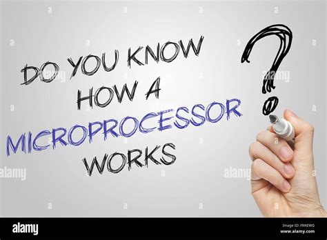 Hand Writing Do You Know How A Microprocessor Works On Grey Background