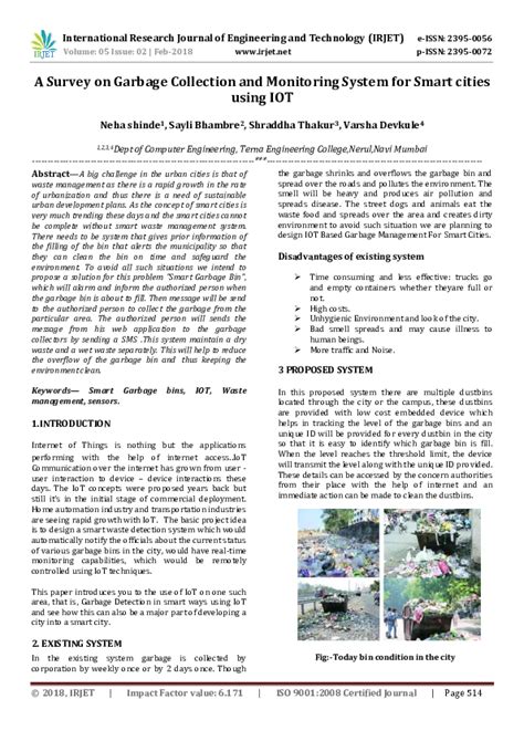 pdf a survey on garbage collection and monitoring system for smart
