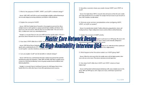 Designing High Availability Core Networks 45 Interview Questions With