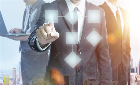 premium photo businessman and team process and workflow automation with flowchart double