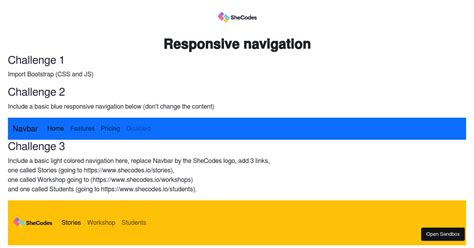 Responsive Navigation Challenge Forked Codesandbox