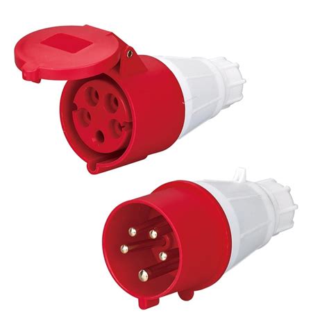 Leyden® 5 Pin 32a 220 440vac Industrial Panel Socket With Plug Ip44