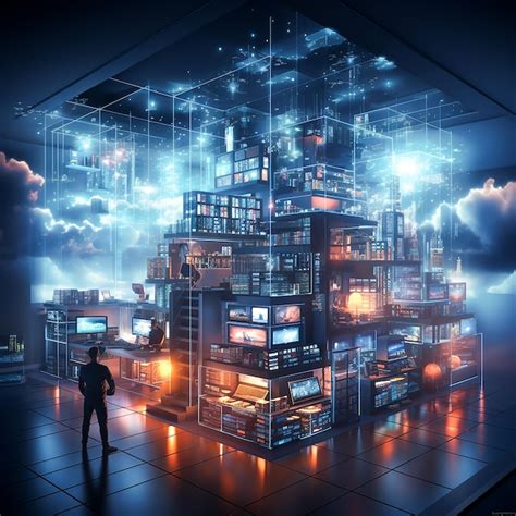 Premium Ai Image A Conceptual Illustration Depicting Cloud Networking