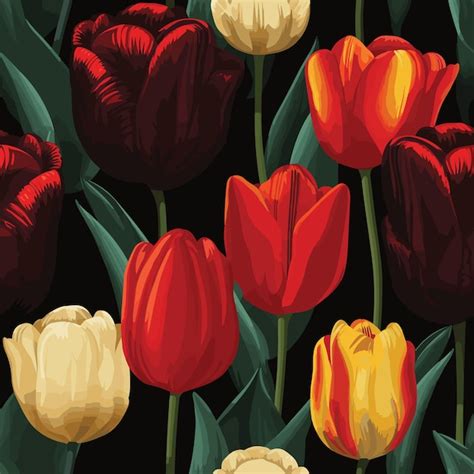 Premium Vector Seamless Colorful Tulip Pattern Premium Vector Seamless Colorful Tulip Pattern