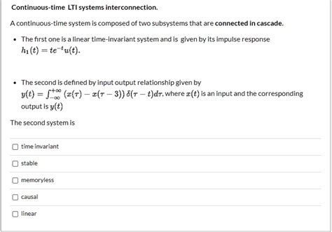 solved continuous time ltisystems interconnection a continuous time