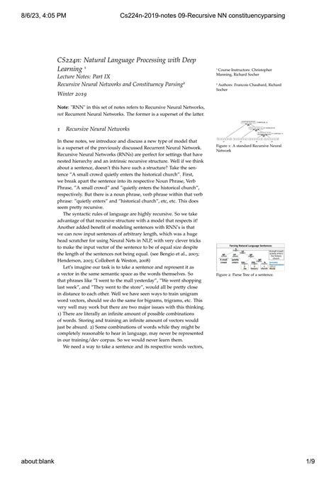 solution cs224n 2019 notes 09 recursive nn constituencyparsing natural