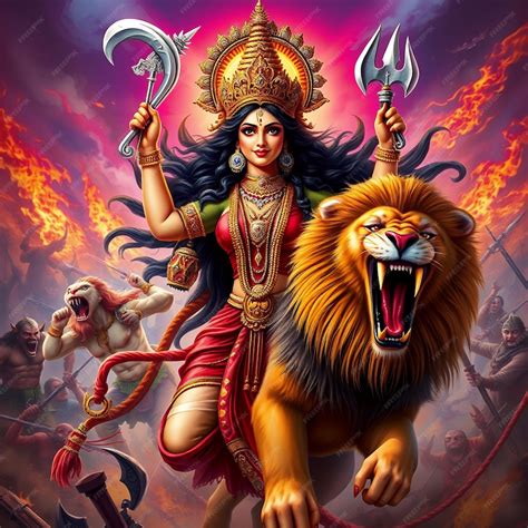 Goddess durga maa navaratri vibrant ai generated images | Premium AI-generated image