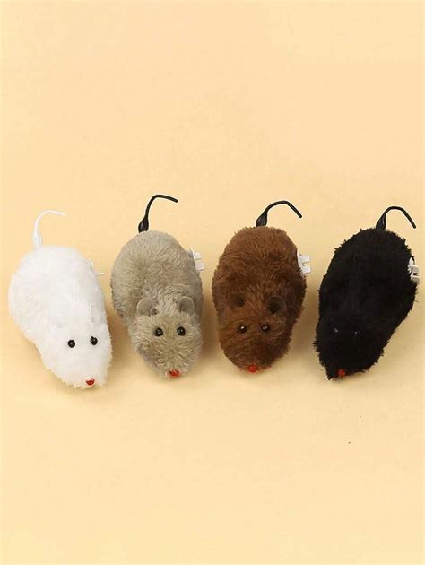 Wind Up Spring Plush Toy Realistic Fake Mouse Can Run Random Colors