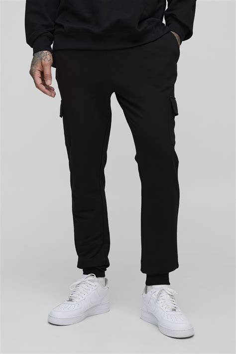 Joggers Tall 260gsm Loopback Skinny Fit Basic Cargo Joggers Boohooman