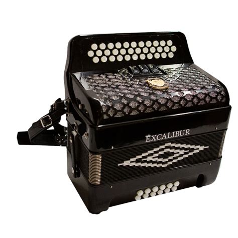 Excalibur Super Classic Psi 3 Row Button Accordion 3 Switch Black Polish Excalibur Accordions